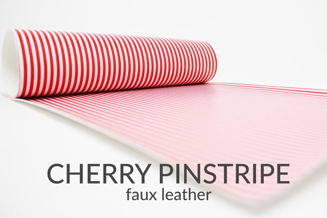 CHERRY PINSTRIPE Faux Leather Red Striped Faux Leather Fabric Red ...