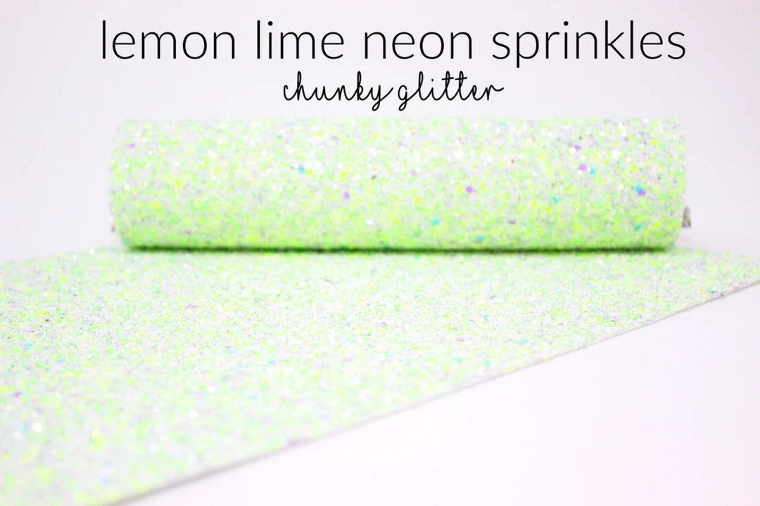5 Sheets X LEMON LIME Neon Sprinkles Chunky Glitter Fabric | Green ...