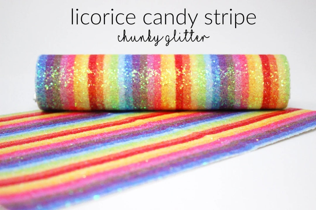 5 Sheets X LICORICE Candy Stripe Chunky Glitter Fabric | Glitter Craft ...