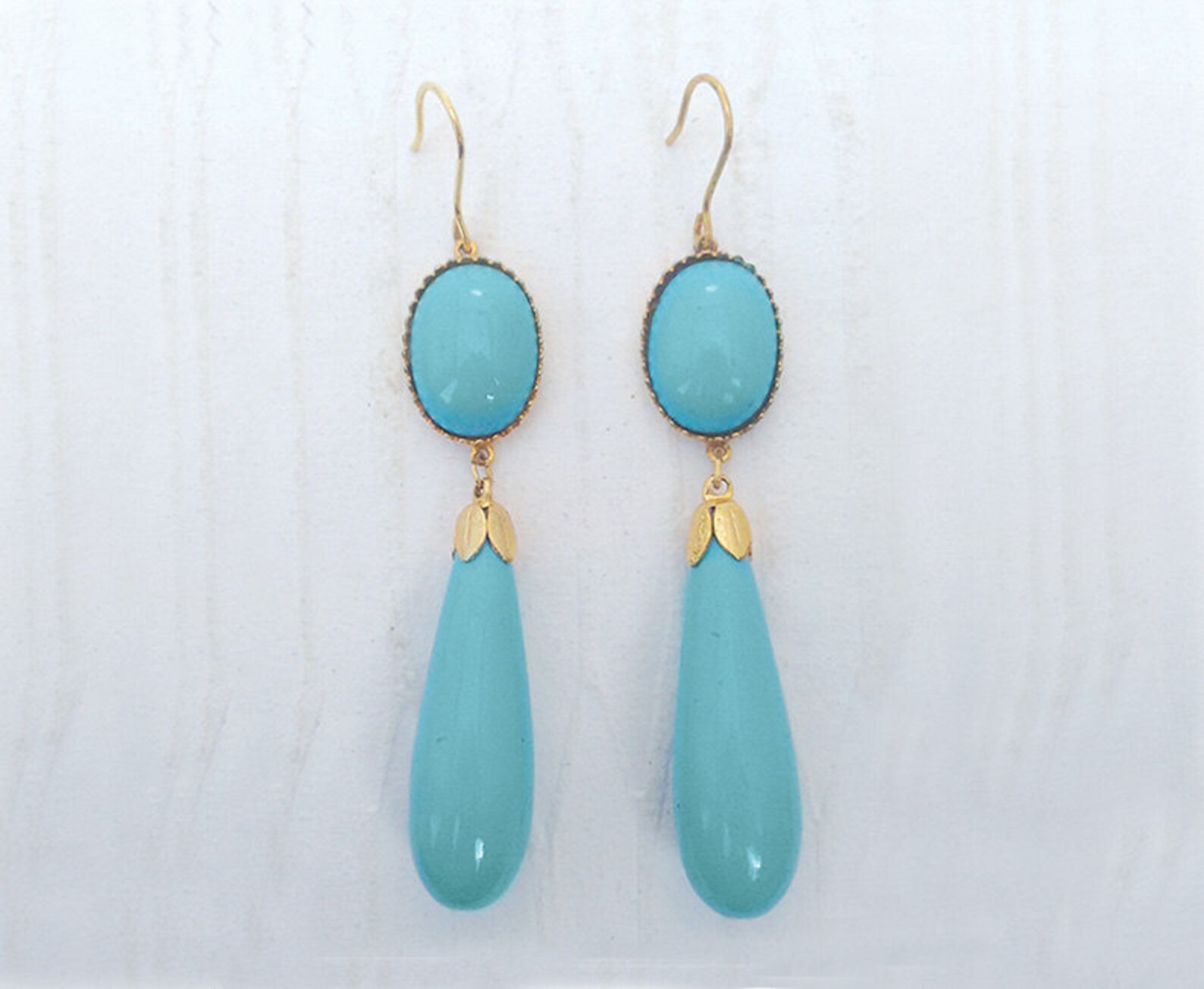 Celeste Italian Vintage Jewellery, Swarovski, Turquoise Paste, Drop ...