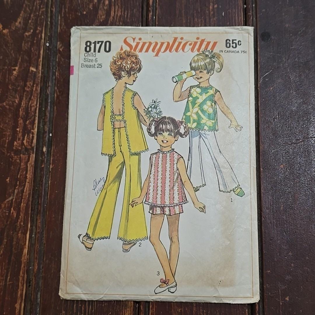 LAST CHANCE - VTG 60s Simplicity Pattern 8170 Girls Size 6 H-back Top ...