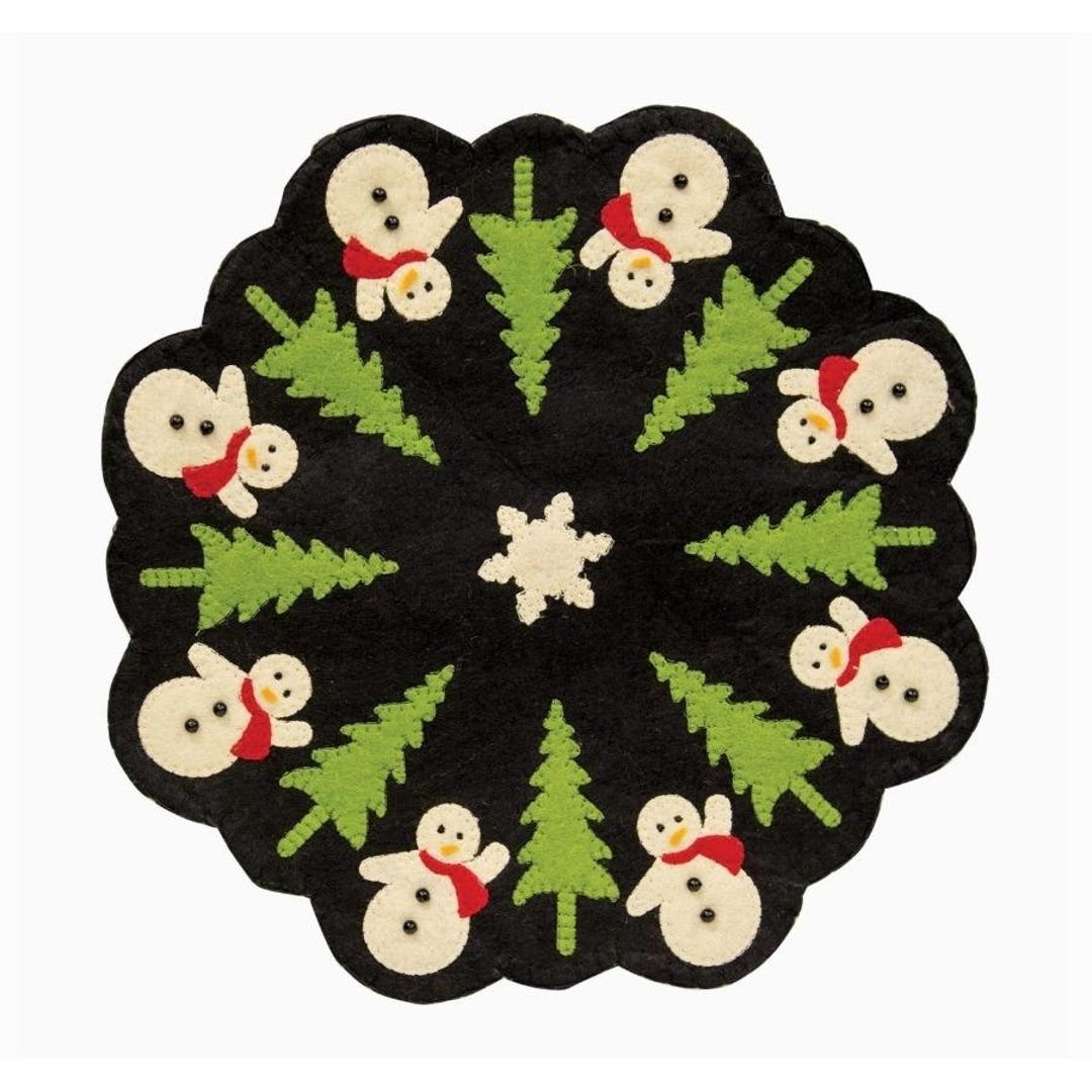 Primitive Felt Snowman Candle Mat, Christmas Tree Centerpiece (12") - Etsy