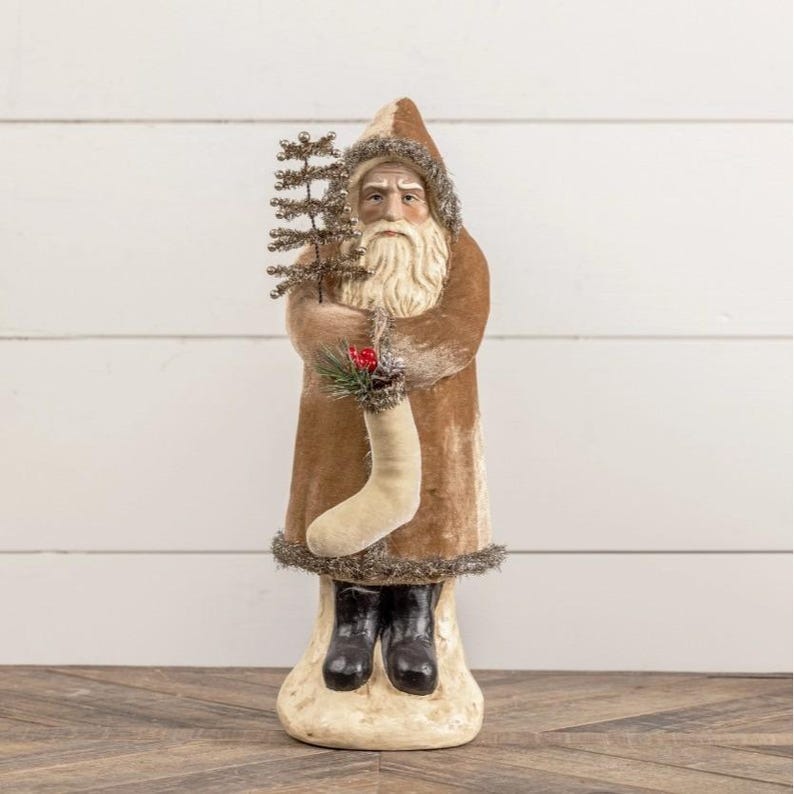 Ragon House Christmas 16.5" Fawn Velvet Belsnickle Santa Figurine Beige ...
