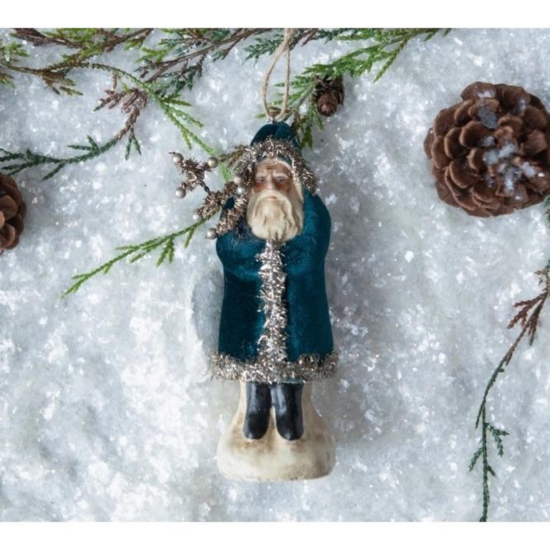 Ragon House 5.75" Deep Ocean Blue Velvet Belsnickle Santa Christmas ...