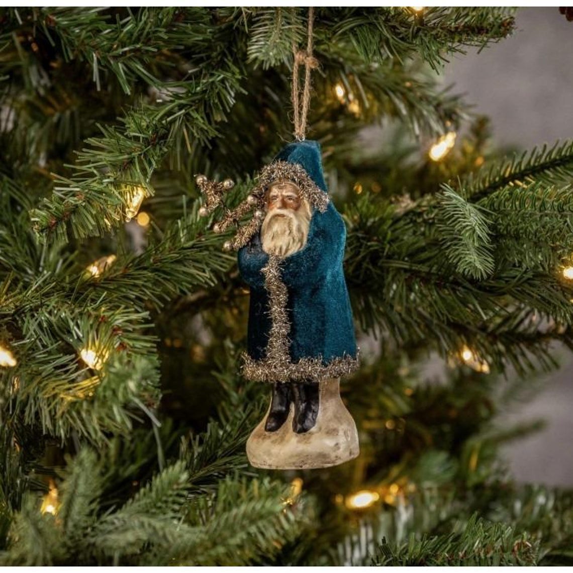 Ragon House 5.75" Deep Ocean Blue Velvet Belsnickle Santa Christmas ...