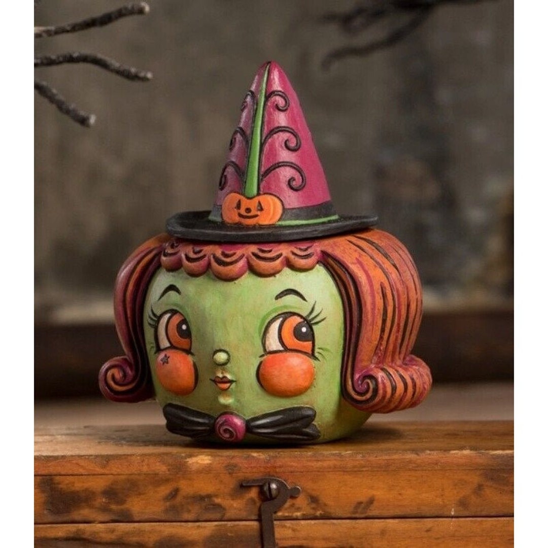 Bethany Lowe Hagatha Hollow Head Witch Container Jar Halloween Johanna ...