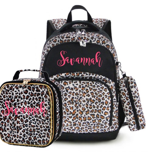 Girls Monogrammed Backpack and Lunch Box Personalized Book Bag - Etsy