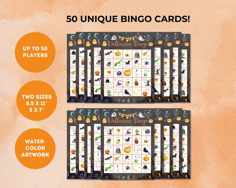 Halloween Bingo, Printable, Kids Halloween Activities, Halloween Games ...