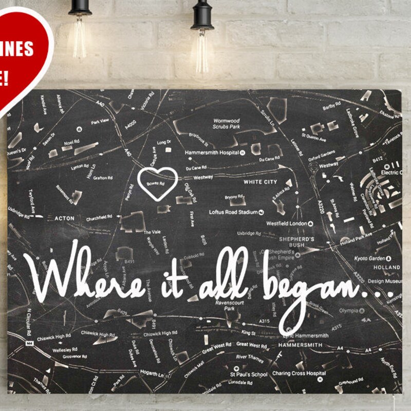 Chalkboard Map - Etsy