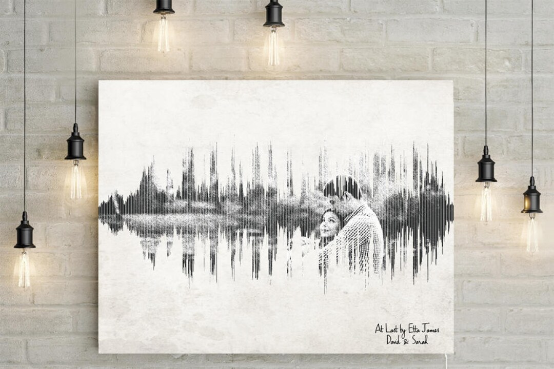 1st/ Paper Anniversary Custom Soundwave With Digital Portrait - Wedding ...