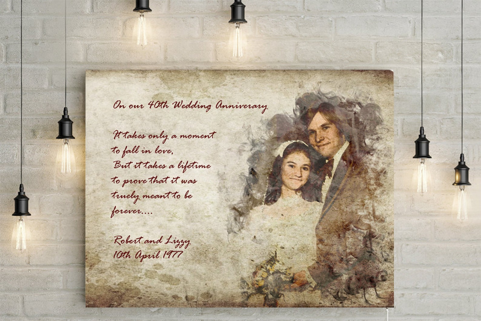 Custom 40th Wedding Anniversary/ Ruby Anniversary Portrait - Etsy