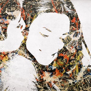 Custom Couples Portrait, Splatter Painted Effect - Printed on Canvas or ...