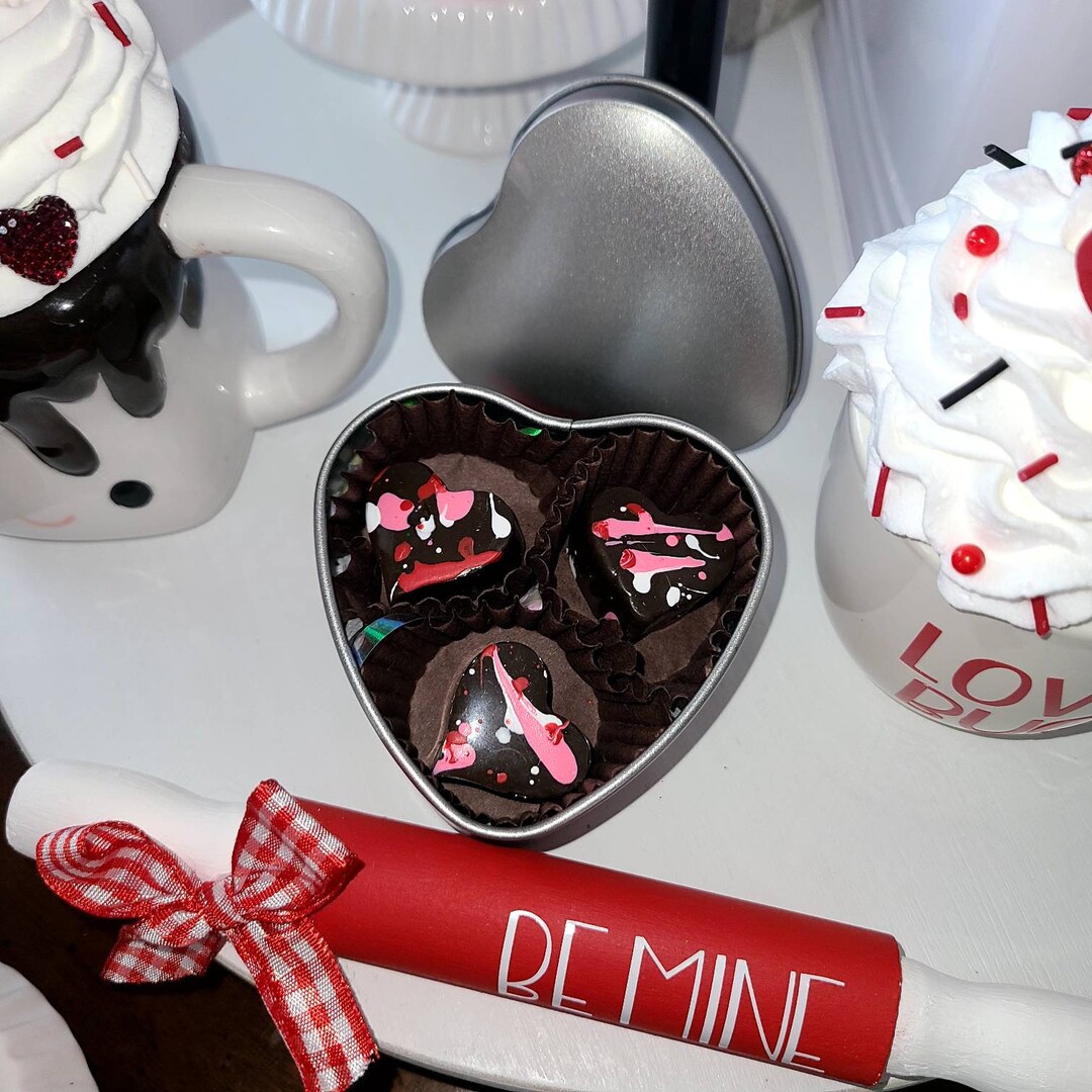 Fake Chocolate Candy in Heart Box, Chocolate Tier Tray, Mother's Day ...