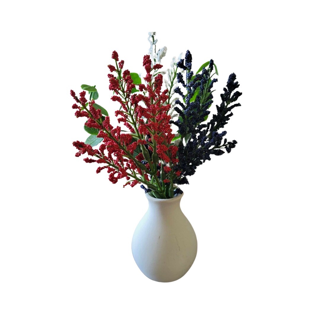 Red White and Blue Faux Heather, Patriotic Flowers for Tiered Tray ...