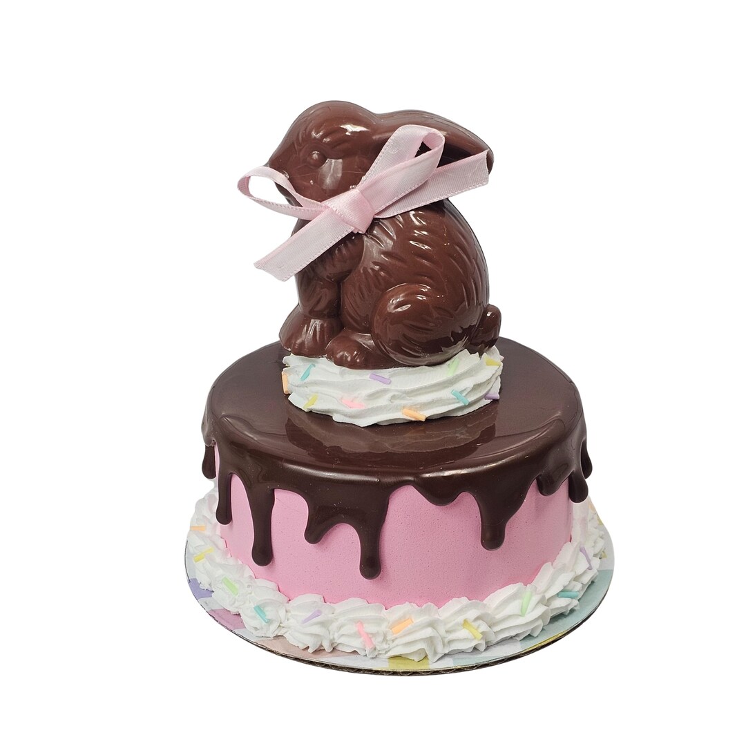 Easter Fake Cake, Easter Tiered Tray Decor, Fake Chocolate Bunny ...