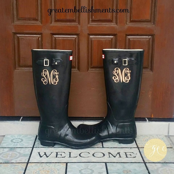 Monogram Rain Boots - Etsy