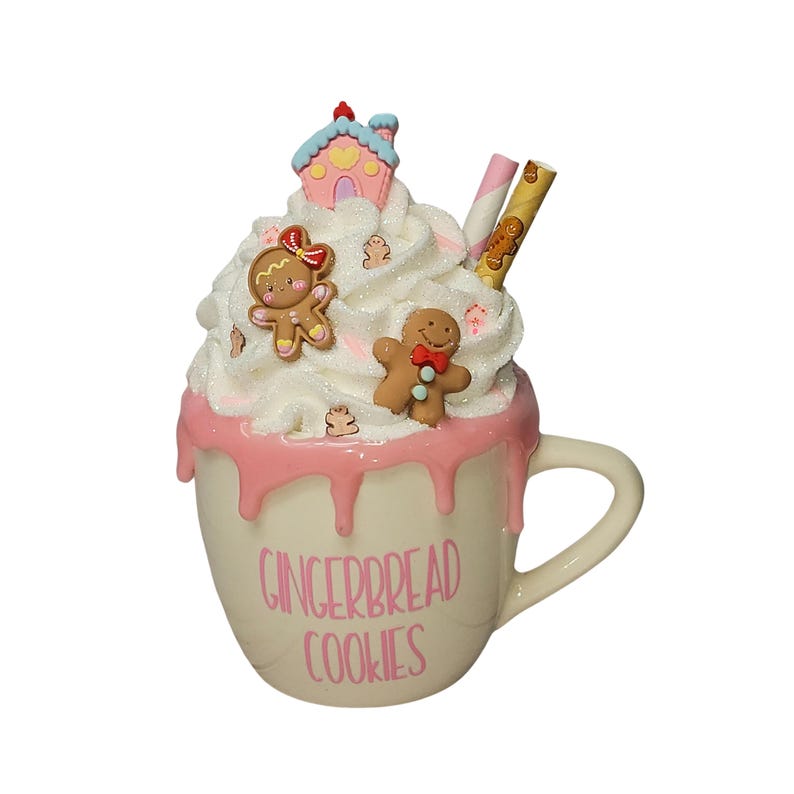 Pink Gingerbread Mini Mug: Christmas Tiered Tray Decor, Handmade ...