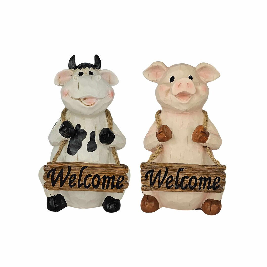 Welcome Cow, Welcome Pig, Tiered Tray Decor, Standing Cow Decoration ...