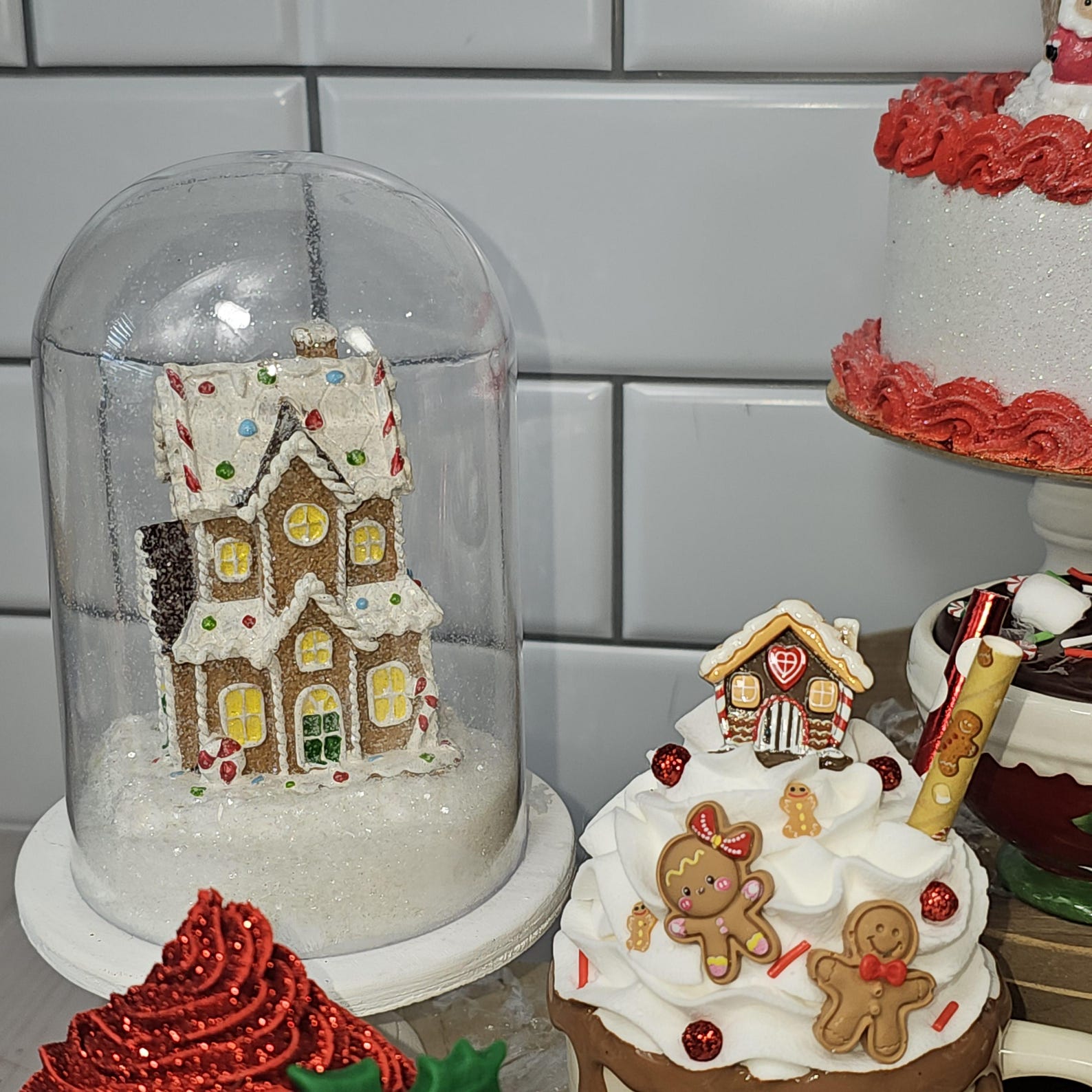 Gingerbread House Snow Globe: Winter Tiered Tray Decoration - Etsy