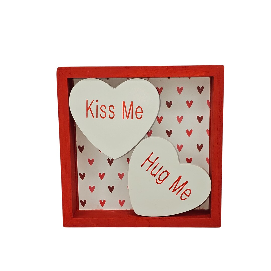 Valentine's Day Mini Sign, Kiss Me Sign, Sign for Tiered Tray ...