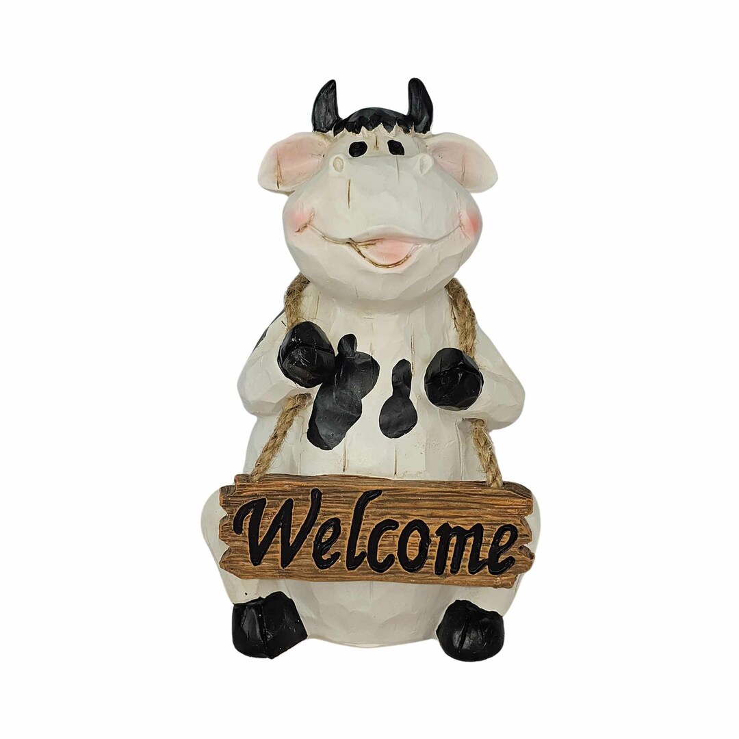 Welcome Cow for Tiered Tray Decor, Standing Cow Decoration, Holstein ...