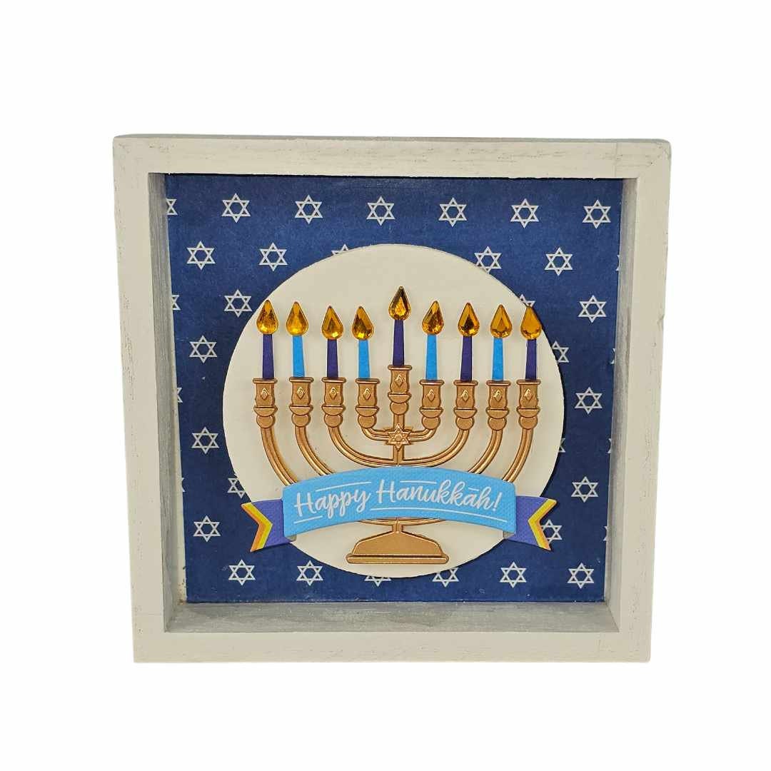 Hanukkah Mini Sign With Gold Menorah for Hanukkah Tier Tray Decor ...
