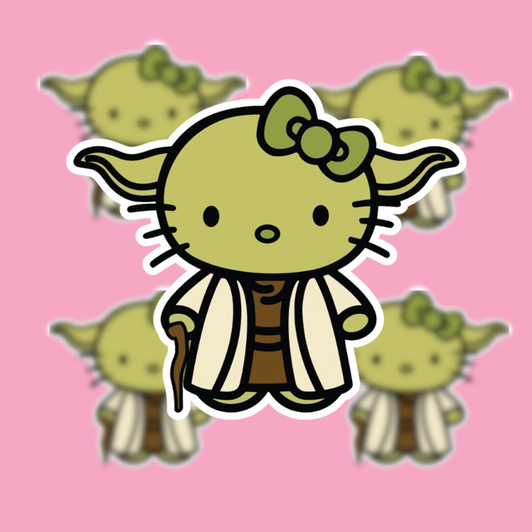 Hello Kitty Yoda Sticker Waterproof Hello Kitty - Etsy
