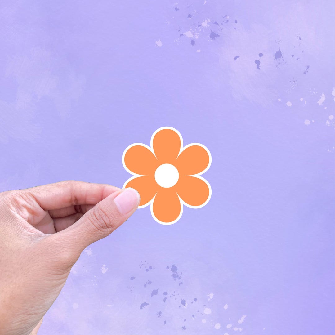 Orange Flower Sticker Waterproof | Hot Girly - Etsy