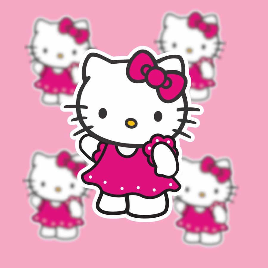 Hello Kitty Pink Dress Sticker Waterproof Hello Kitty - Etsy