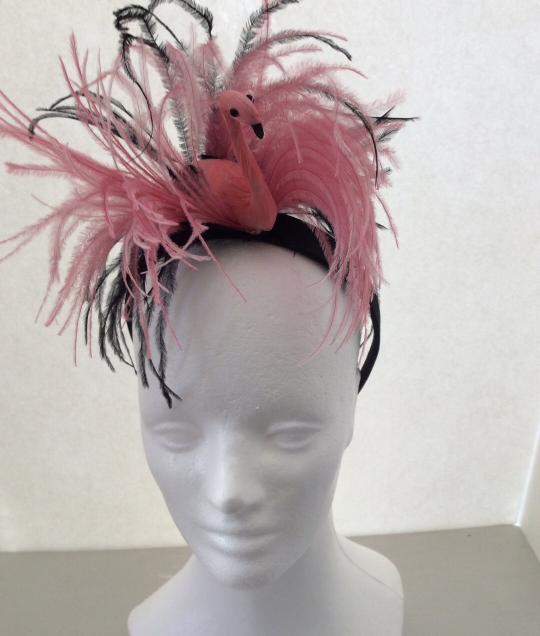 Flamingo Feather Fascinator, Pink Bird Flamingo Headband Ostrich ...