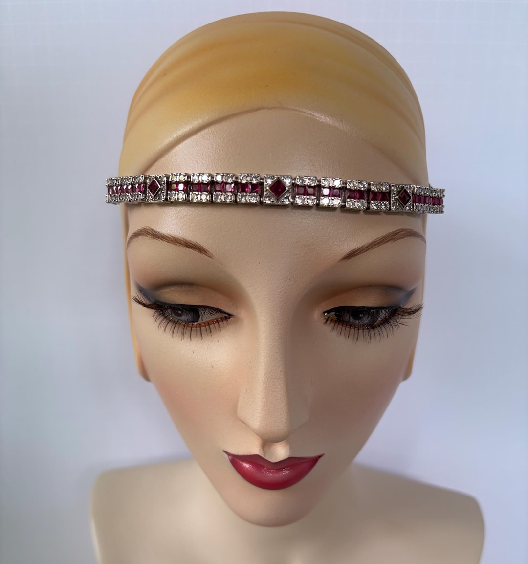 Ruby Red Art Deco Headpiece: 1920s Flapper Forehead Band - Etsy