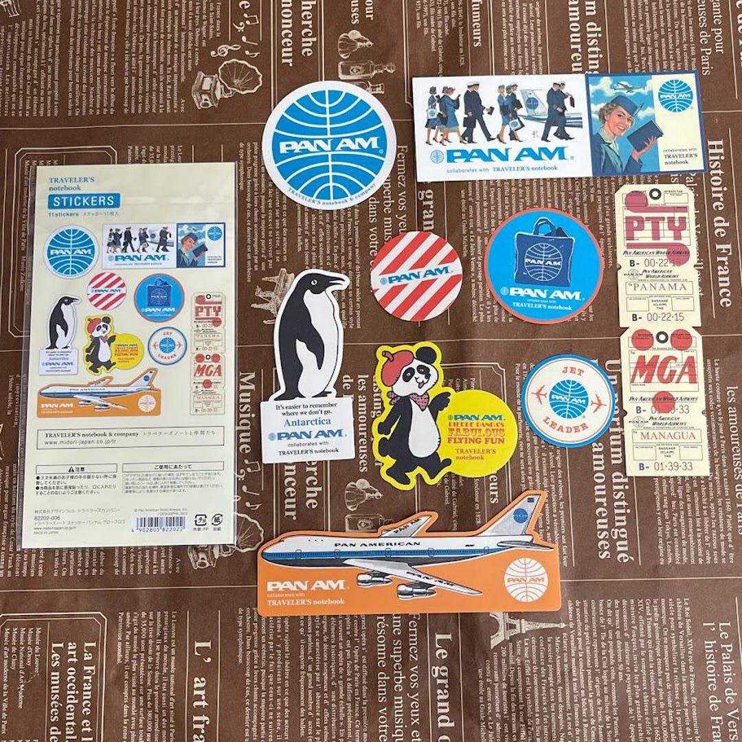 PAN AM X Traveler's Notebook Globe Logo Limited Sticker Set / Traveler ...