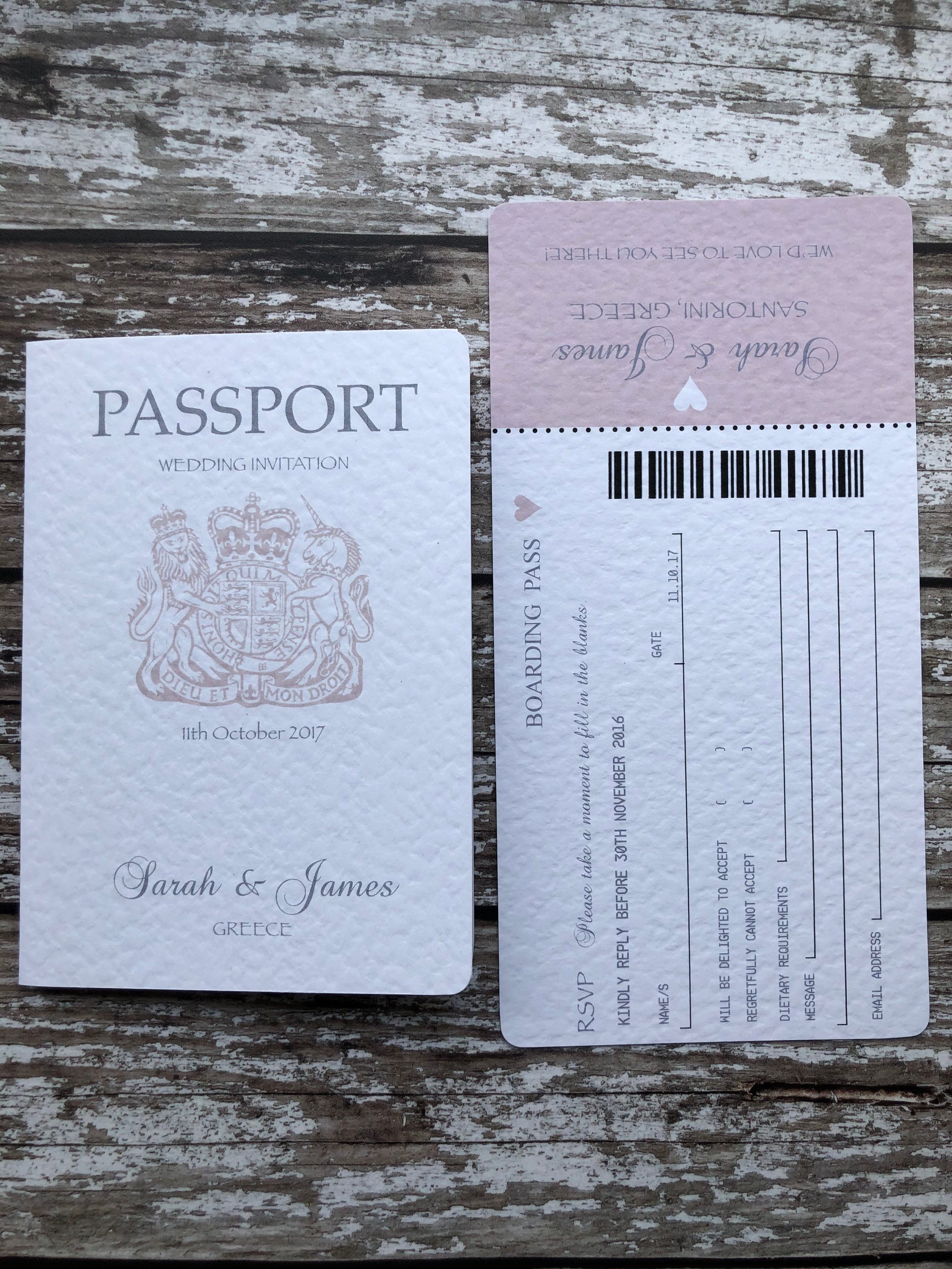 Passport & Boarding Pass Wedding Invitations - Etsy UK
