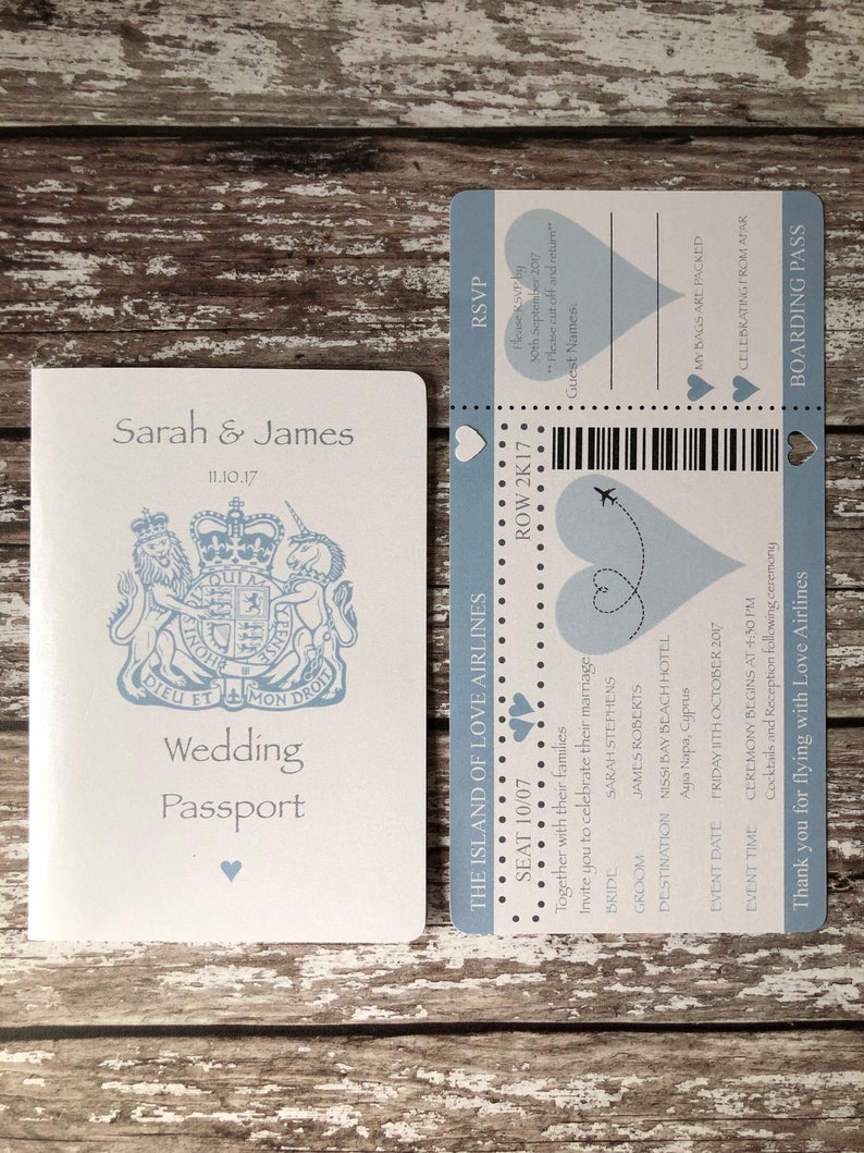 Passport & Boarding Pass Wedding Invitations - Etsy UK