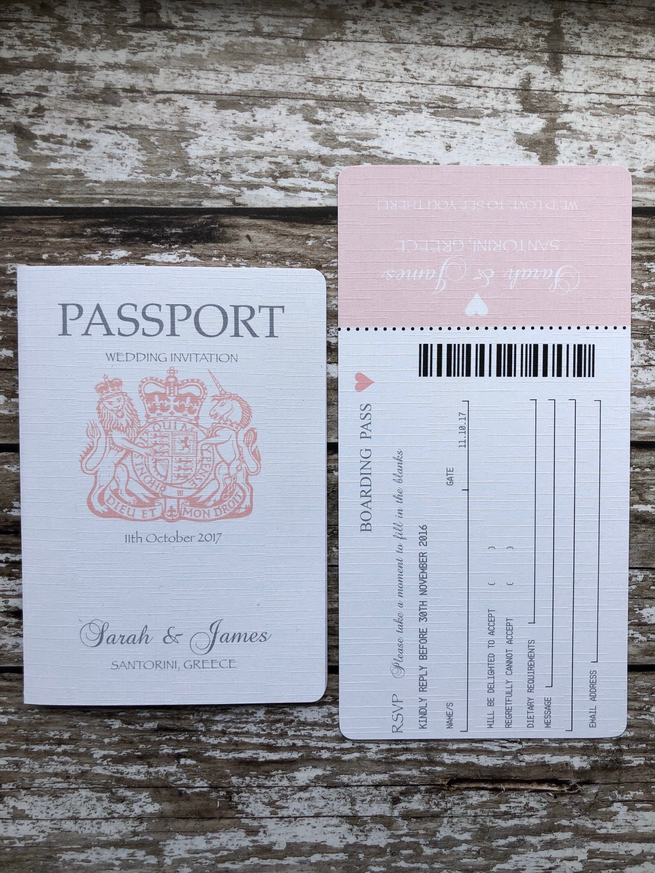 Passport & Boarding Pass Wedding Invitations - Etsy UK