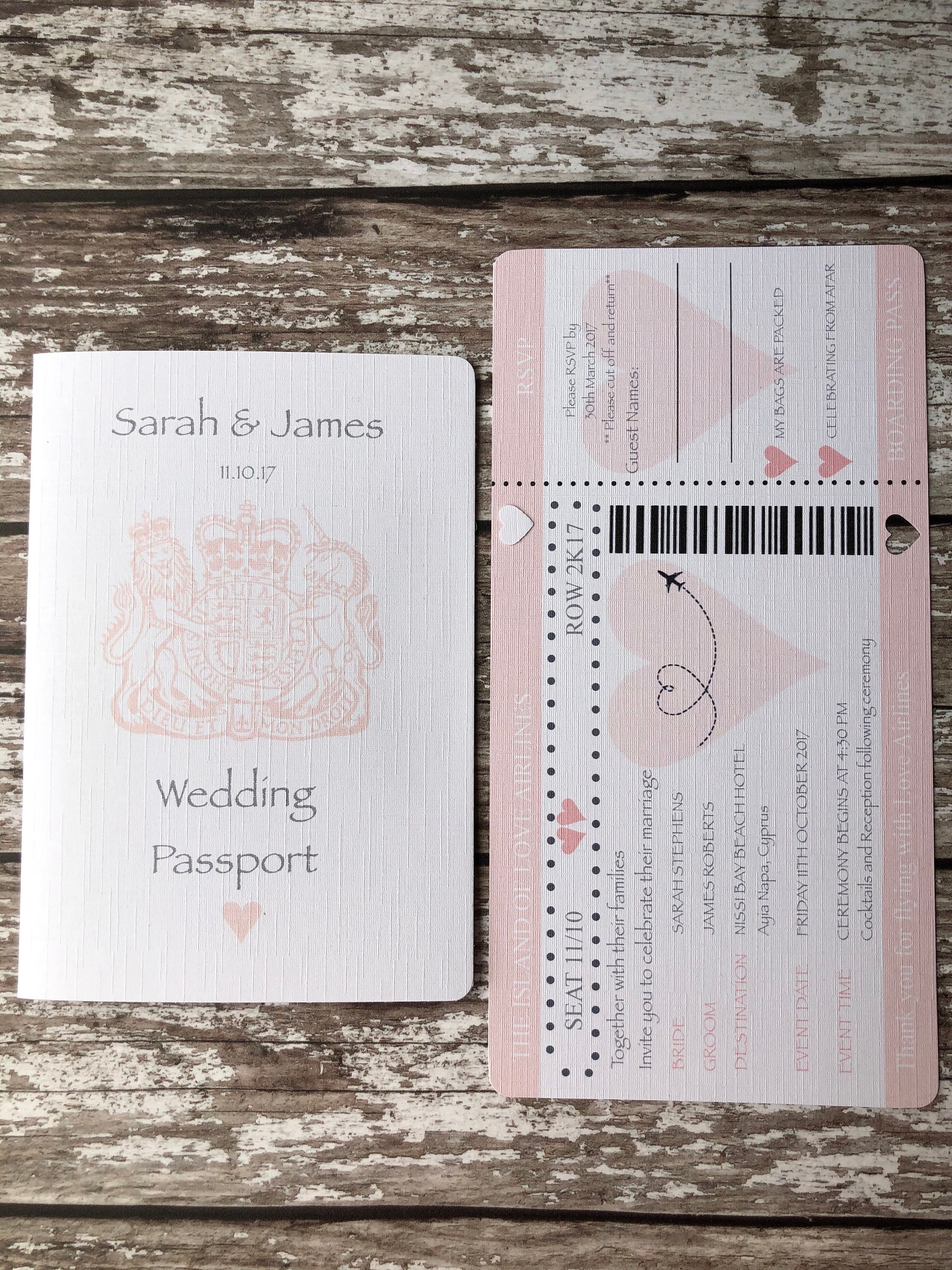 Passport & Boarding Pass Wedding Invitations - Etsy UK