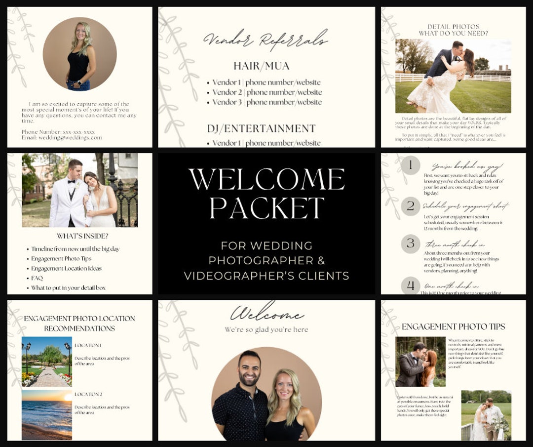 Wedding Business Welcome Guide (photography/videography), Editable ...