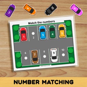 Parking Lot Number Matching, Busy Binder, Preschool Worksheet, Toddler ...