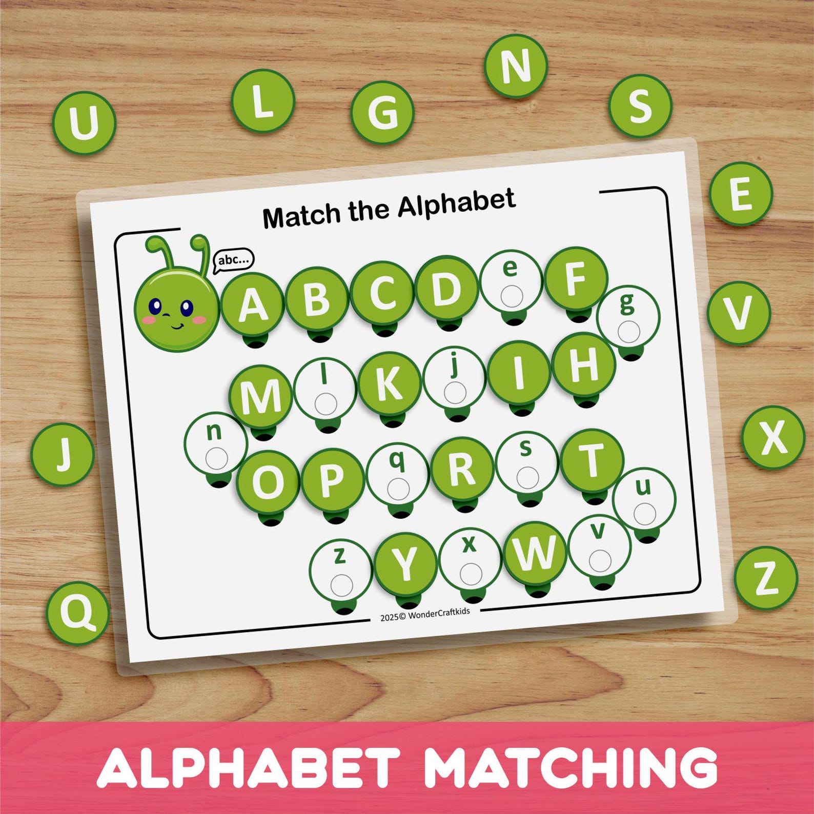 Caterpillar Alphabet Matching Game, Preschool Activity (digital ...