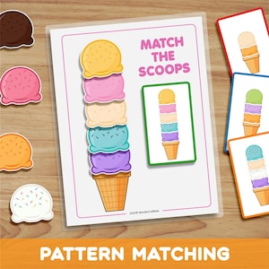 Ice Cream Building Activity, Busy Binder, Preschool Worksheet, Toddler ...