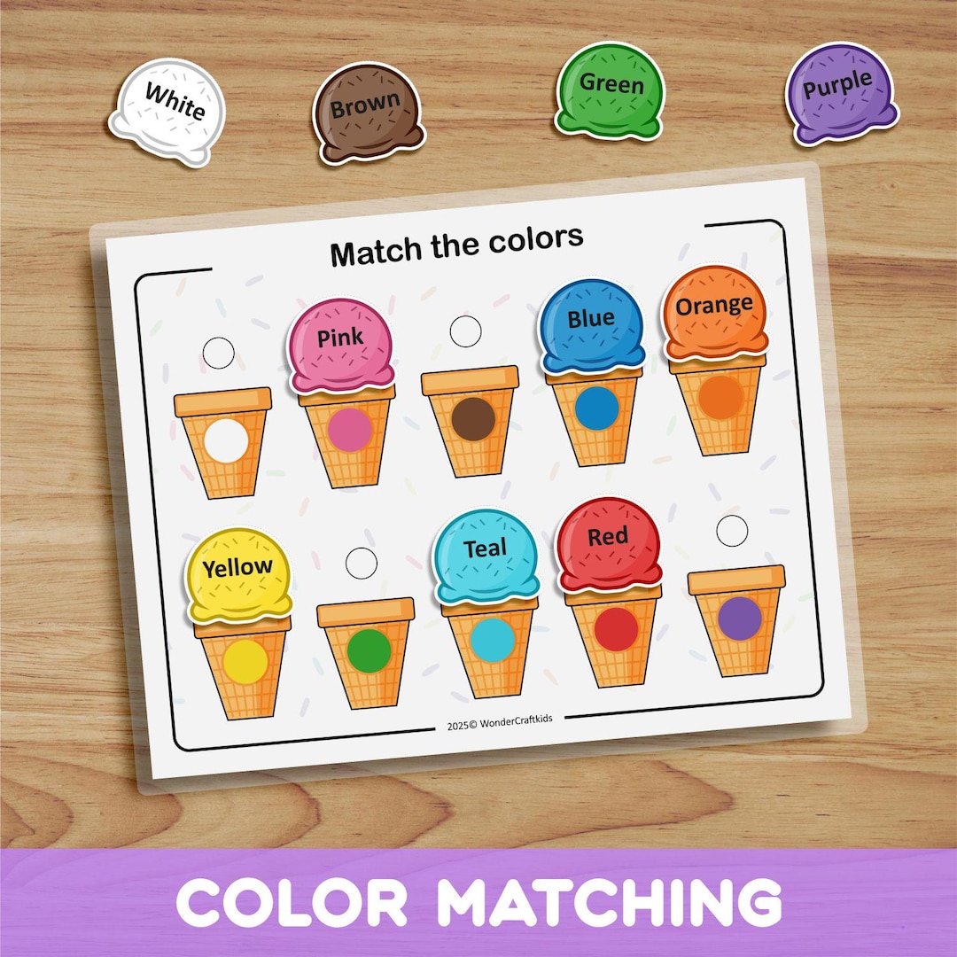 Ice Cream Color Matching Activity, Preschool Printable (PDF) - Etsy