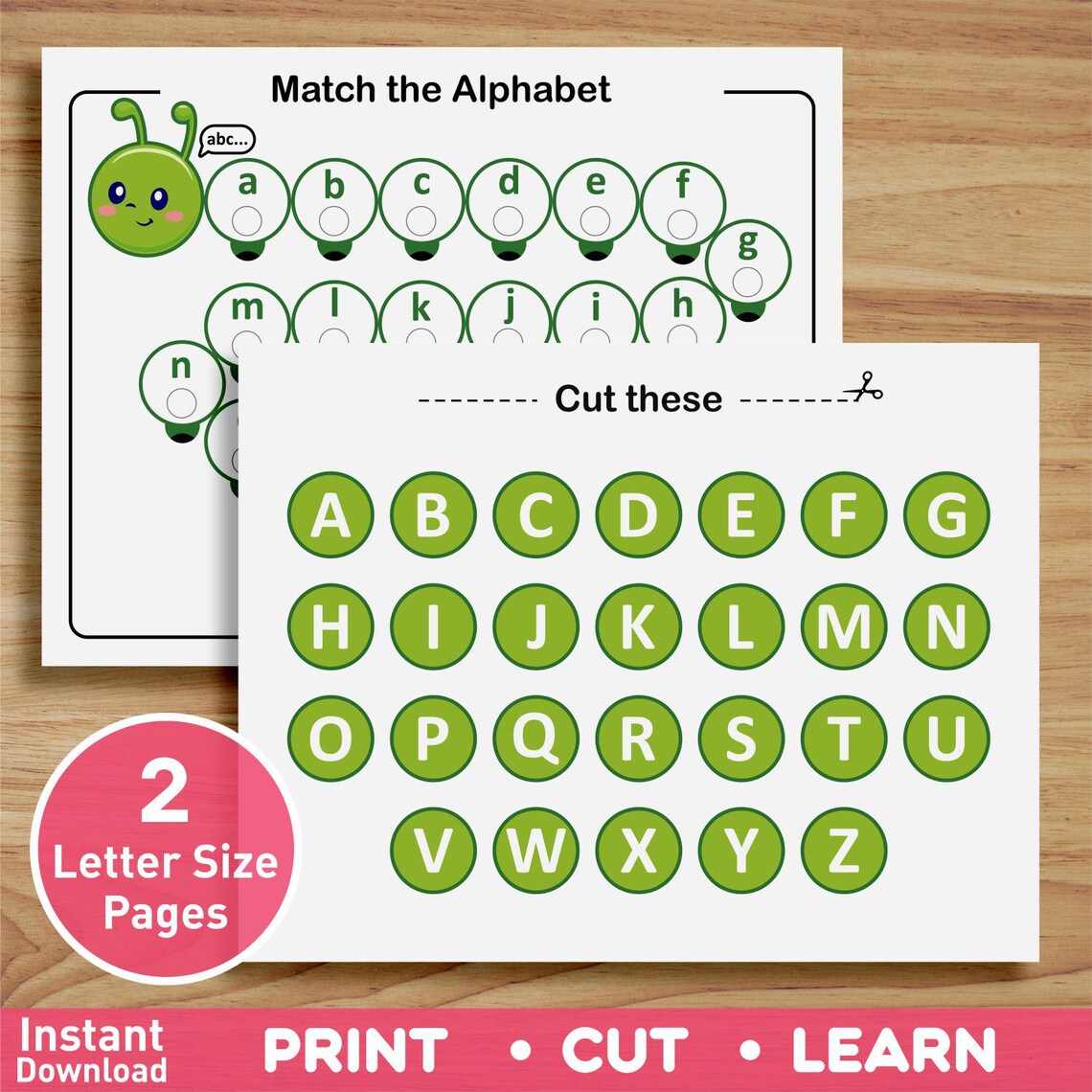 Caterpillar Alphabet Matching Game, Preschool Activity (digital ...