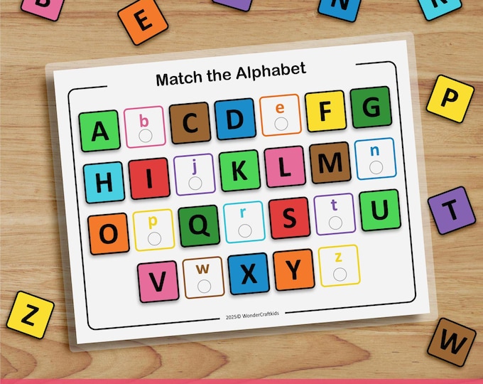 Alphabet Matching Worksheet, Printable Busy Book for Toddler,homeschool ...