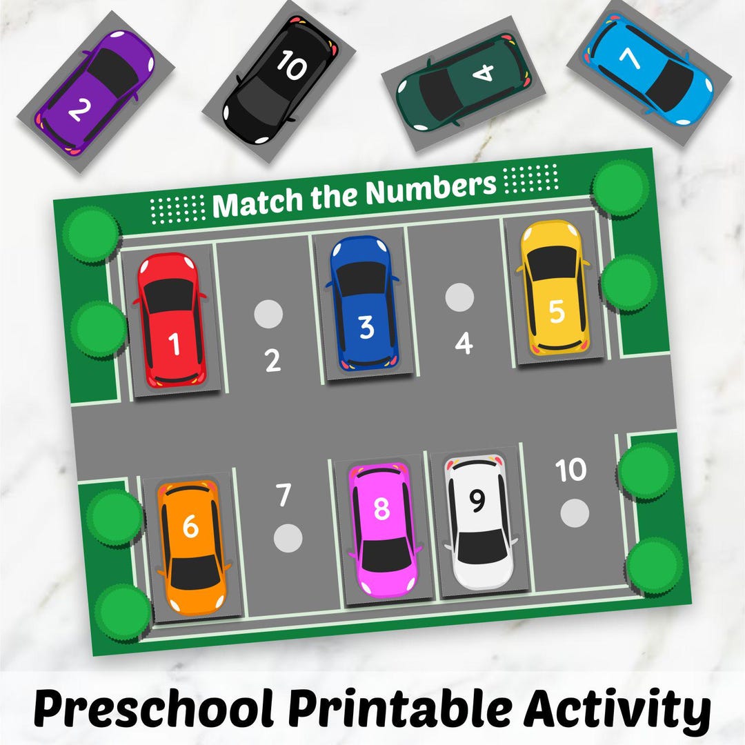 Car Parking Lot Number Matching Activity | Printable Activity for Pre-k ...