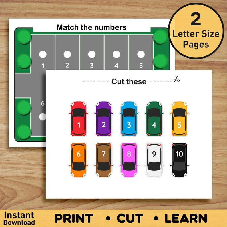 Parking Lot Number Matching, Busy Binder, Preschool Worksheet, Toddler ...