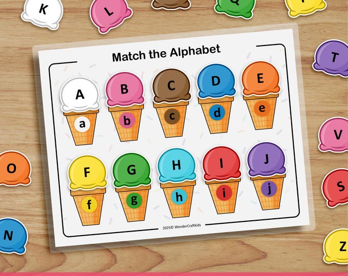 Alphabet Matching Worksheet, Printable Busy Book for Toddler,homeschool ...