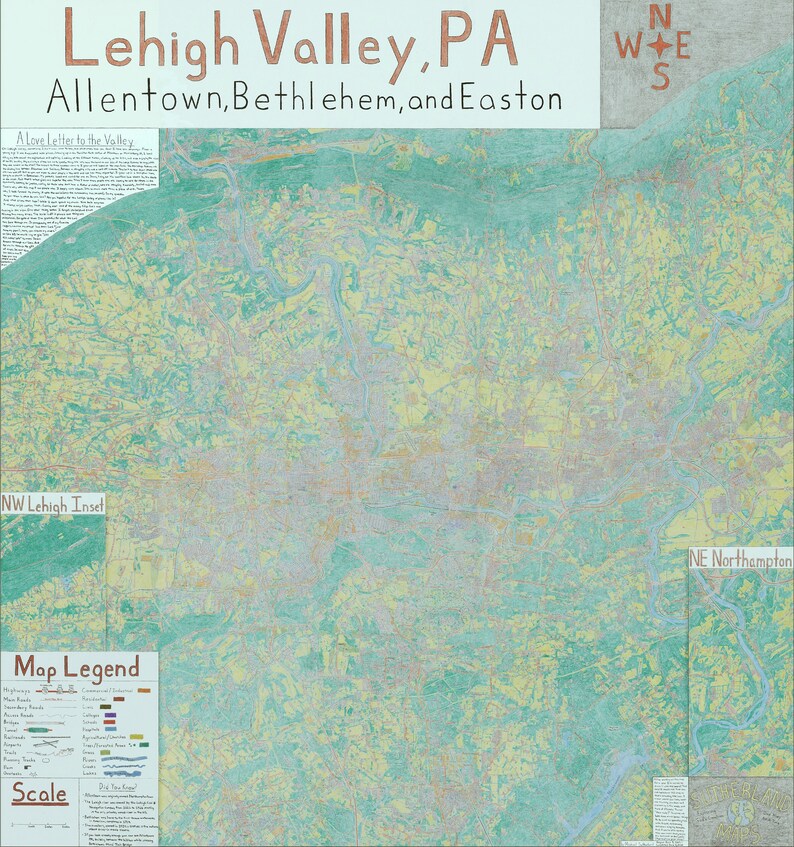 Lehigh Valley Map - Etsy