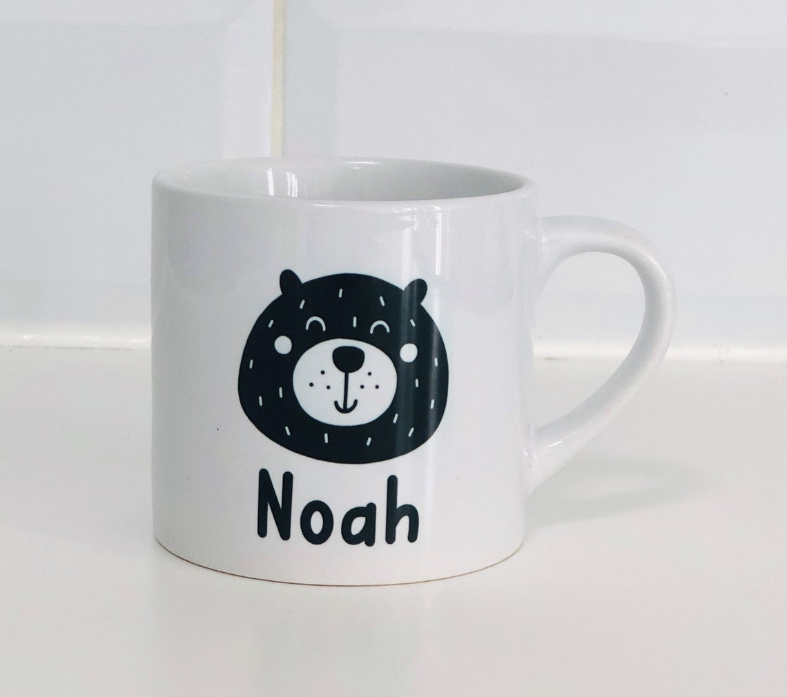 Scandinavian Style Personalised Animal Face Mug, Birthday Gift, Child ...
