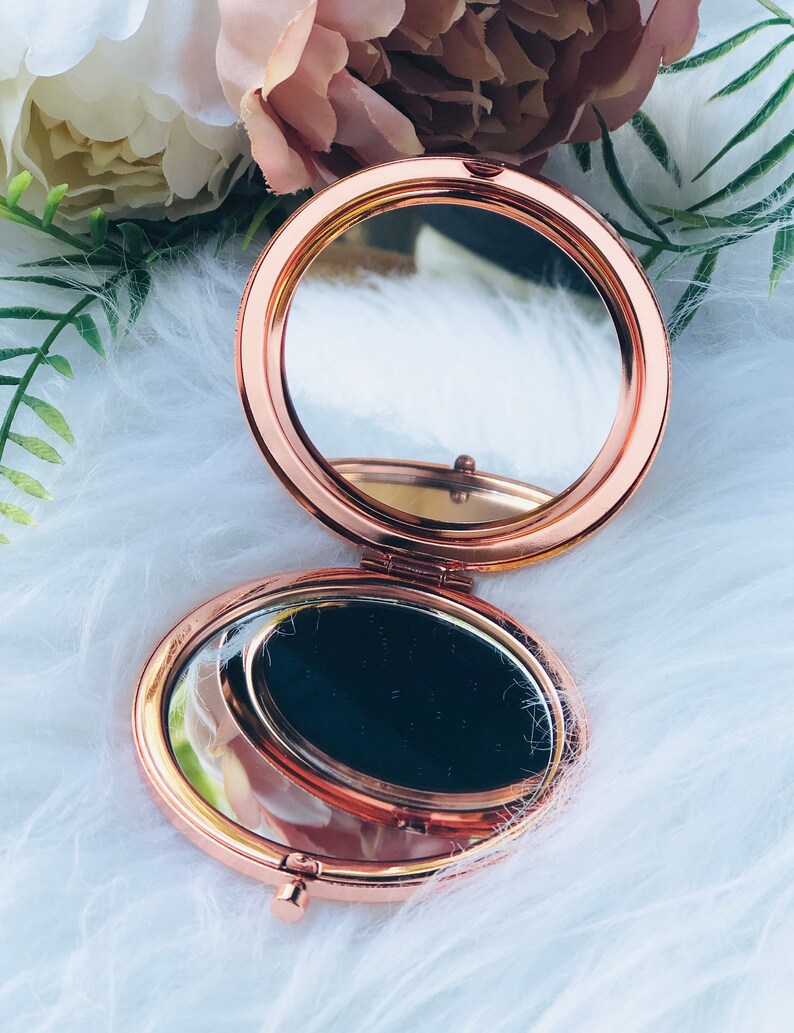 Rose Gold Personalised Compact Mirror - Bridesmaid, Birthday, Wedding ...