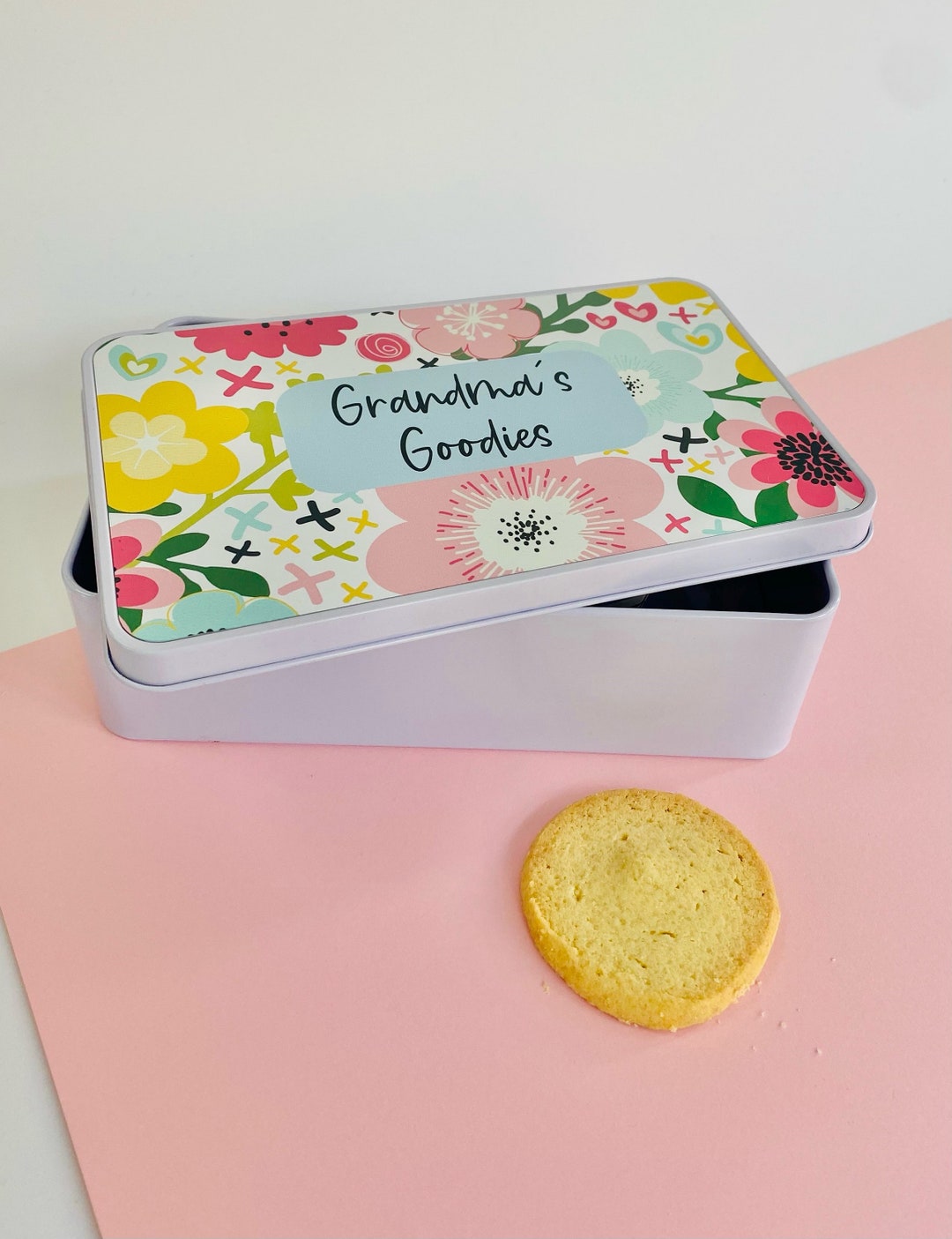 Personalised Floral Tin, Biscuit Tin, Gifts for Her, Personalised ...